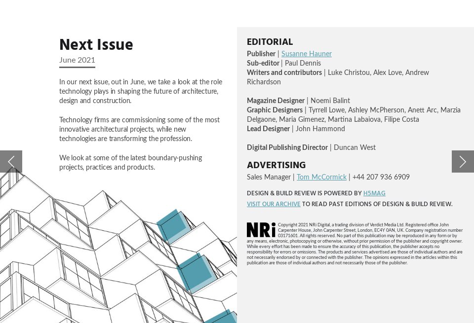 Next issue - Design & Build Review | Issue 61 | April 2021