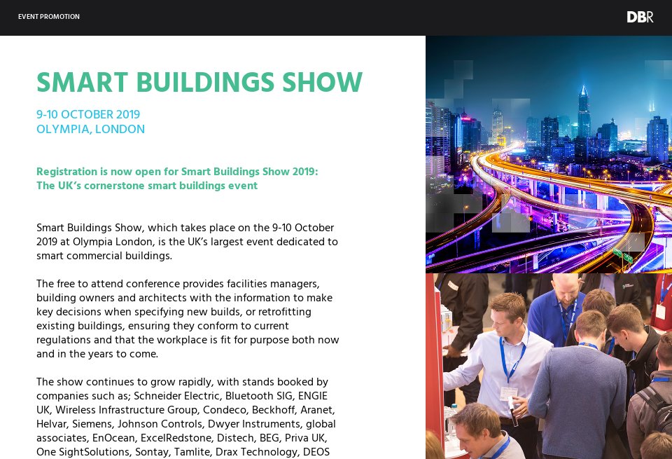 Event: Smart Buildings Show - Design & Build Review | Issue 51 | August ...