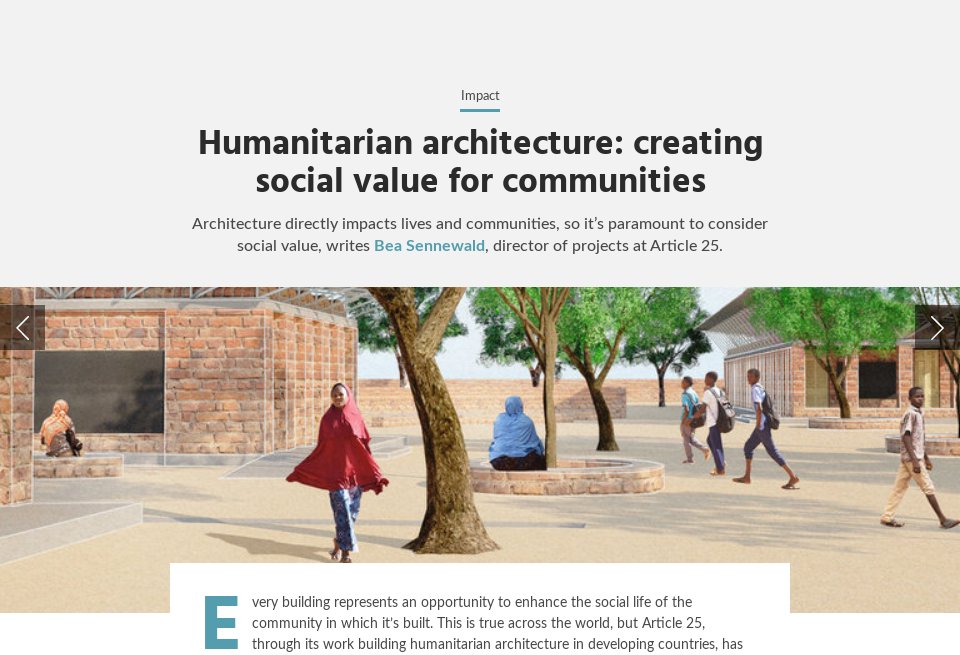 Humanitarian architecture: creating social value for communities ...