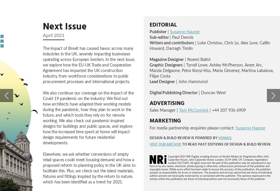 Next issue - Design & Build Review | Issue 60 | February 2021